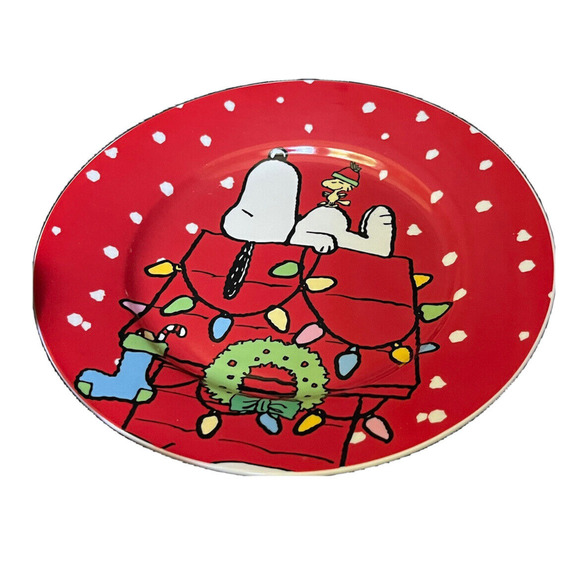 Art | Peanuts Snoopy Woodstock Christmas Dessert Plate Decor Plate By ...